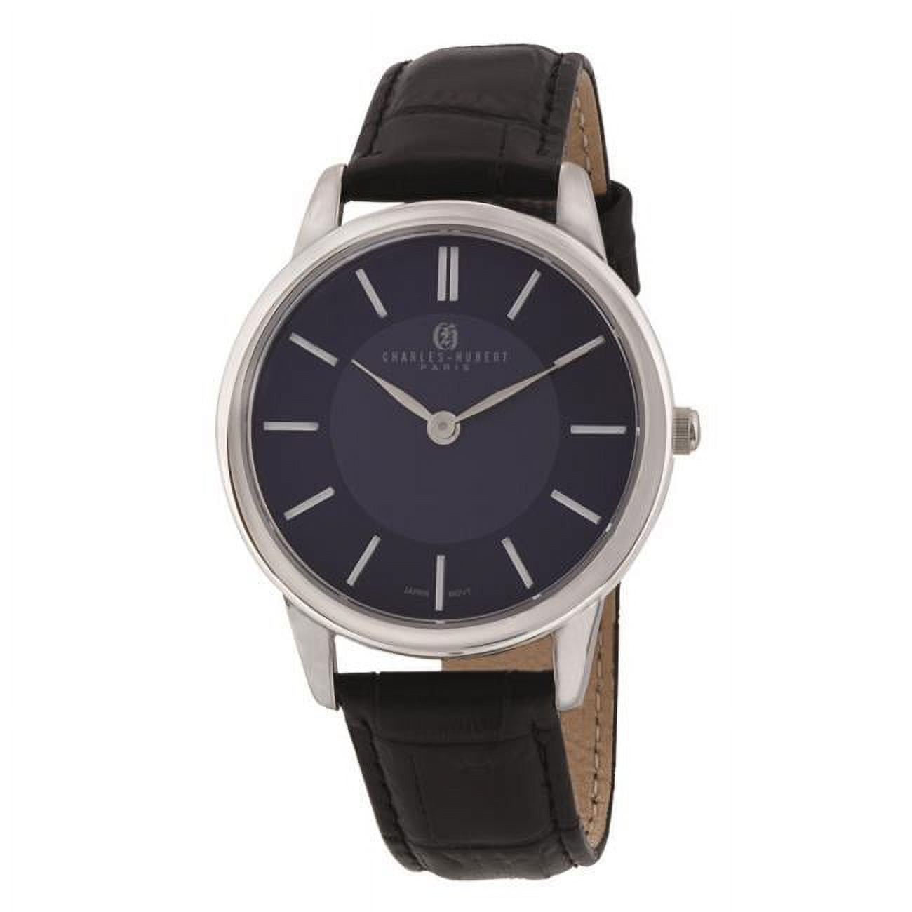 Charles Hubert Mens Bold Stainless Steel Blue Dial Polished Watch ...