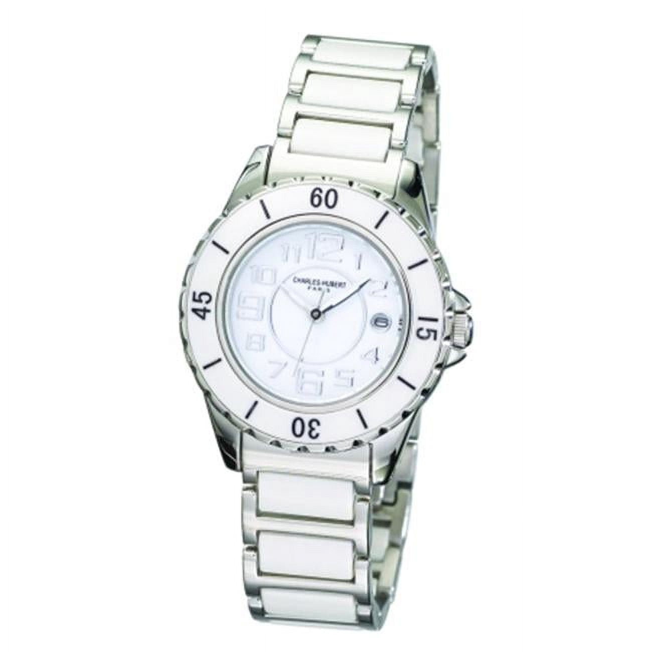 Charles-Hubert Paris Men's Genuine Ceramic and Stainless Steel Quartz ...