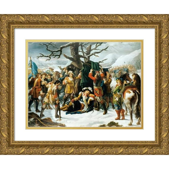 Charles-Jacques Lebel 18x15 Gold Ornate Wood Frame and Double Matted ...