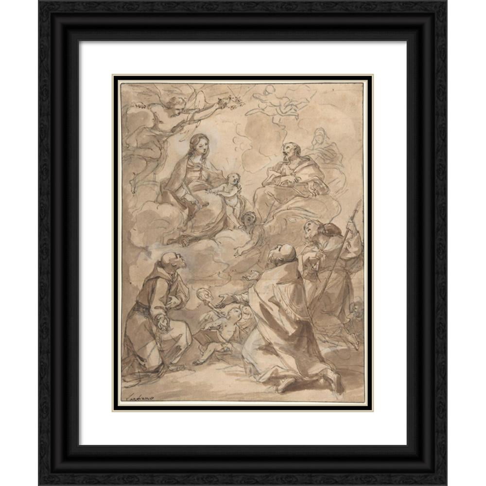 Charles-Joseph Natoire 15x18 Black Ornate Wood Framed Double Matted ...