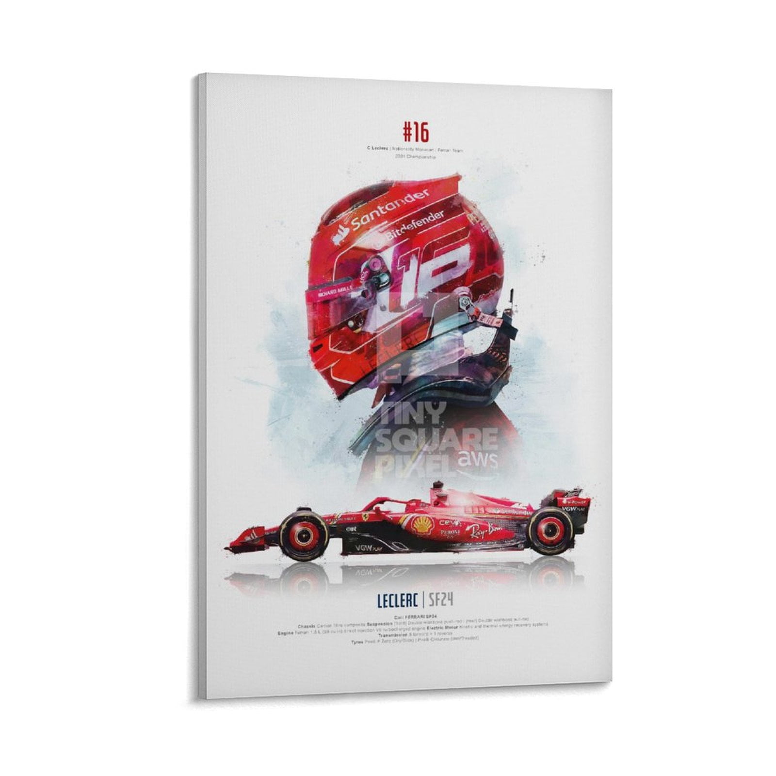 Charles Leclerc Poster, F1 Gift, 2024 Ferrari Formula 1 Car Wall Art ...