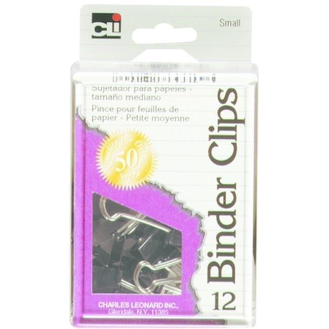 Charles Leonard Binder Clips, Small, Reusable Box, 12/Box (79312 ...