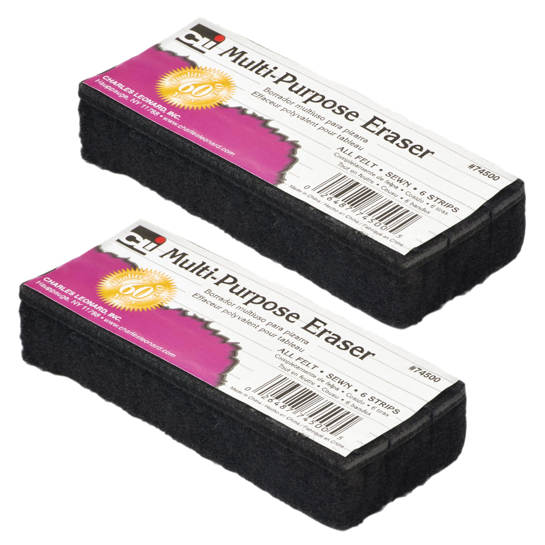 Charles Leonard Multi-Purpose Eraser, 5" Length, 12 Per Pack, 2 Packs ...