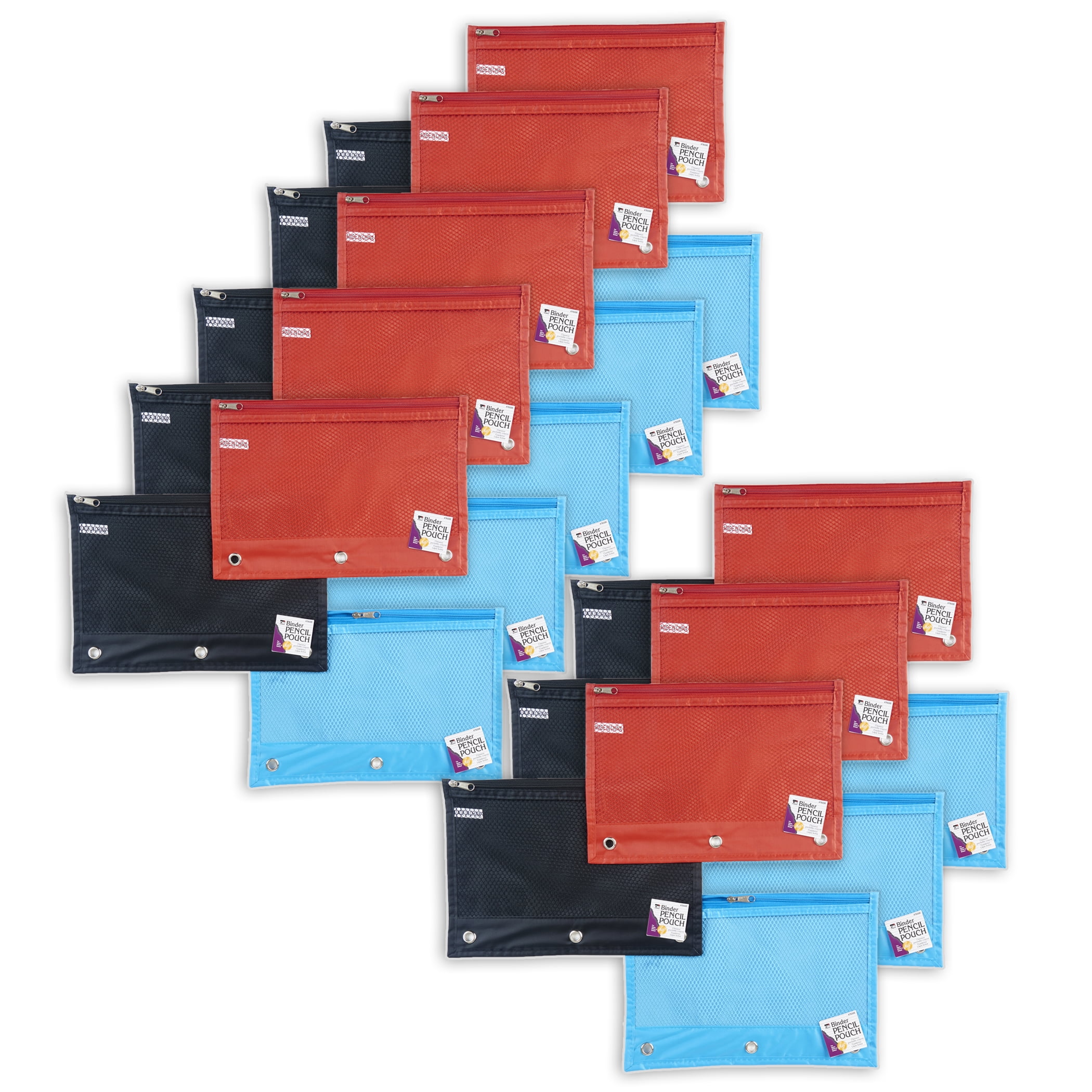 Charles Leonard CHL76330ST Zipper Binder Pencil Pouch, Assorted Style ...