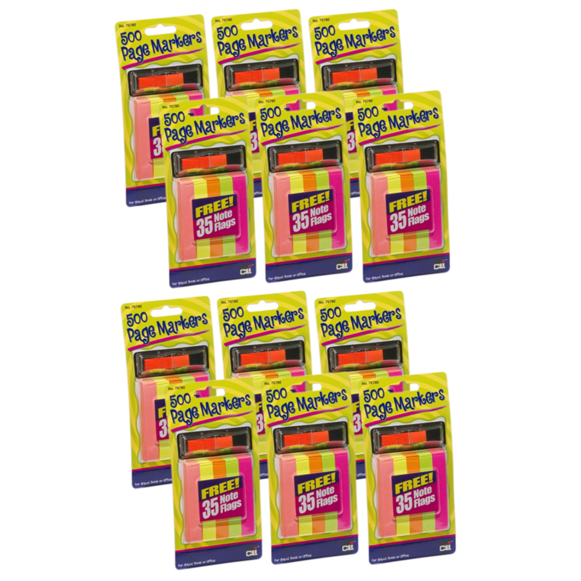 Charles Leonard CHL76780ST-12 Page Markers 500 with 35 Note Flags 12 ...
