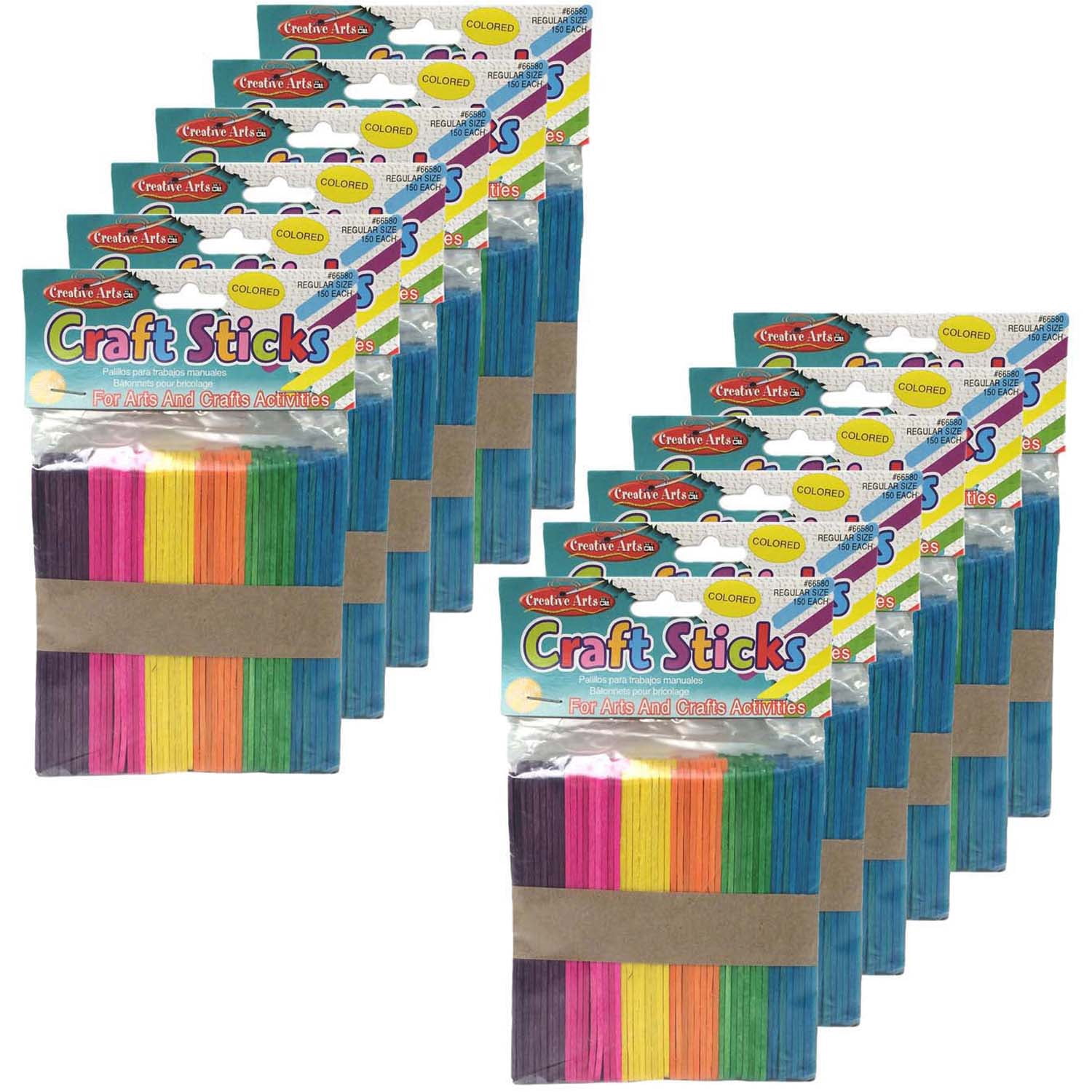 Charles Leonard Colored Craft Sticks, Regular Size, 4-1/2" x 3/8", 150 ...