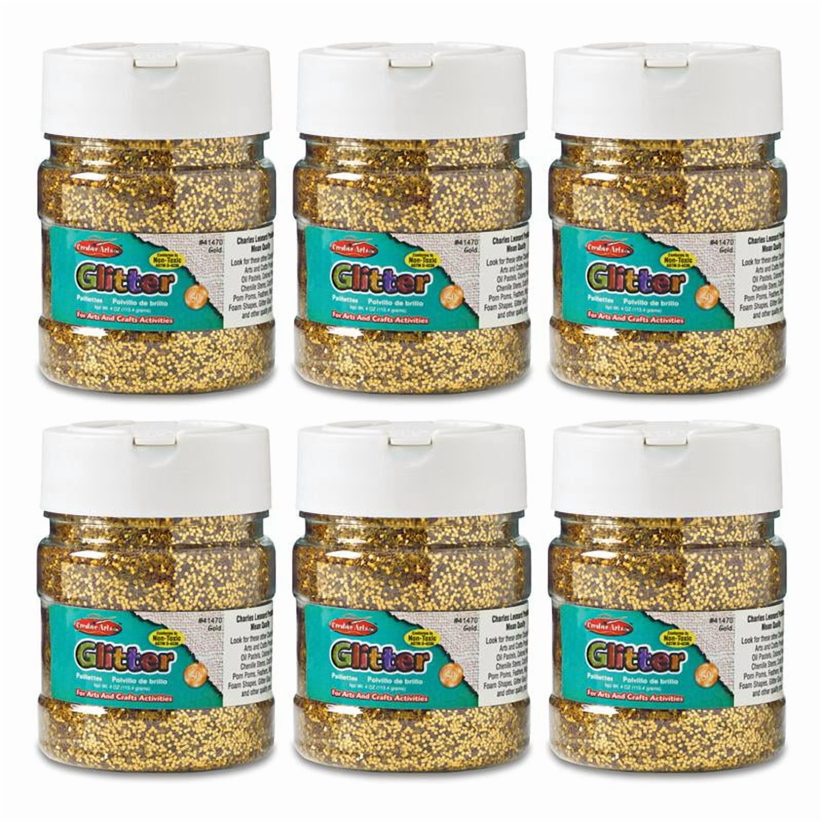 Charles Leonard Creative Arts Gold Glitter 4 oz. Jar, Pack of 6 ...
