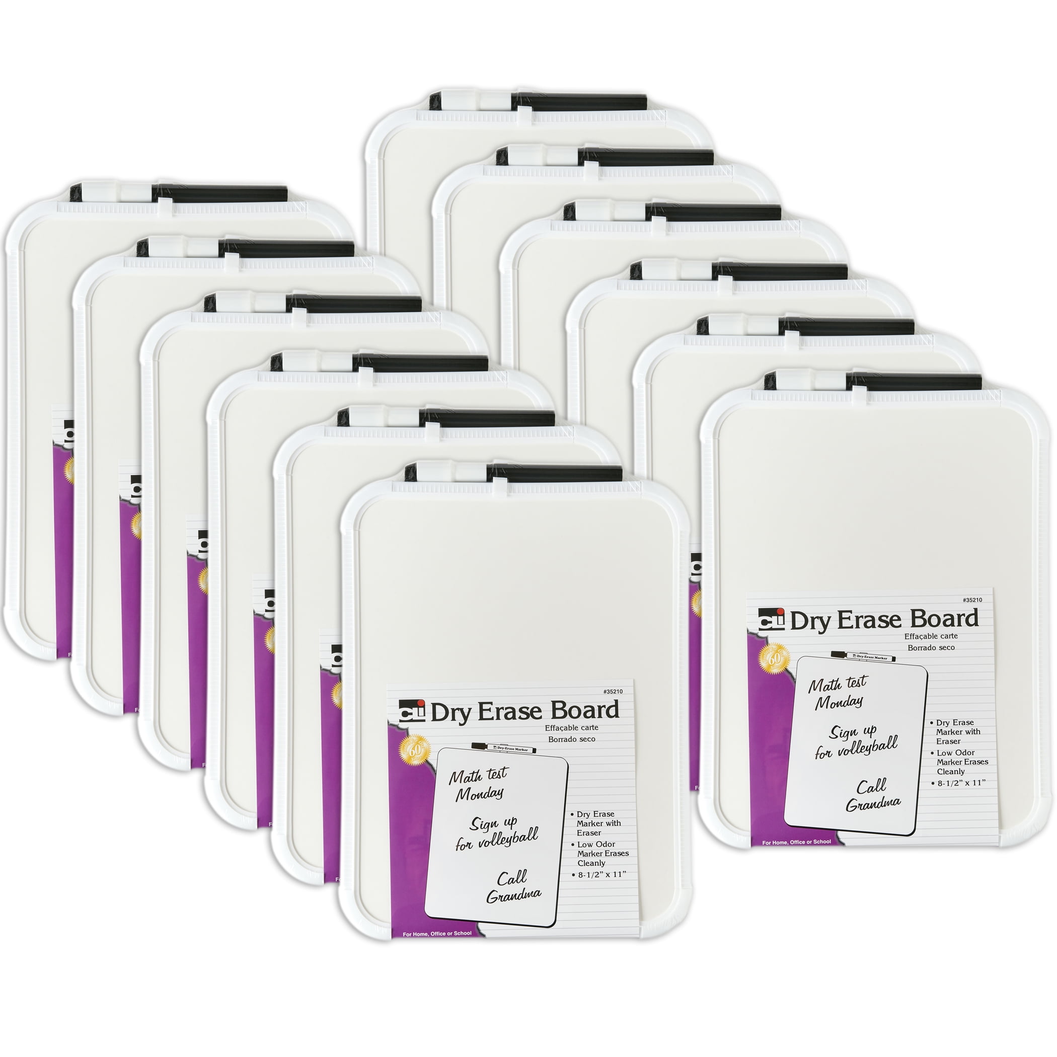 Charles Leonard Dry Erase Boards, Framed with Markers & Eraser, White ...