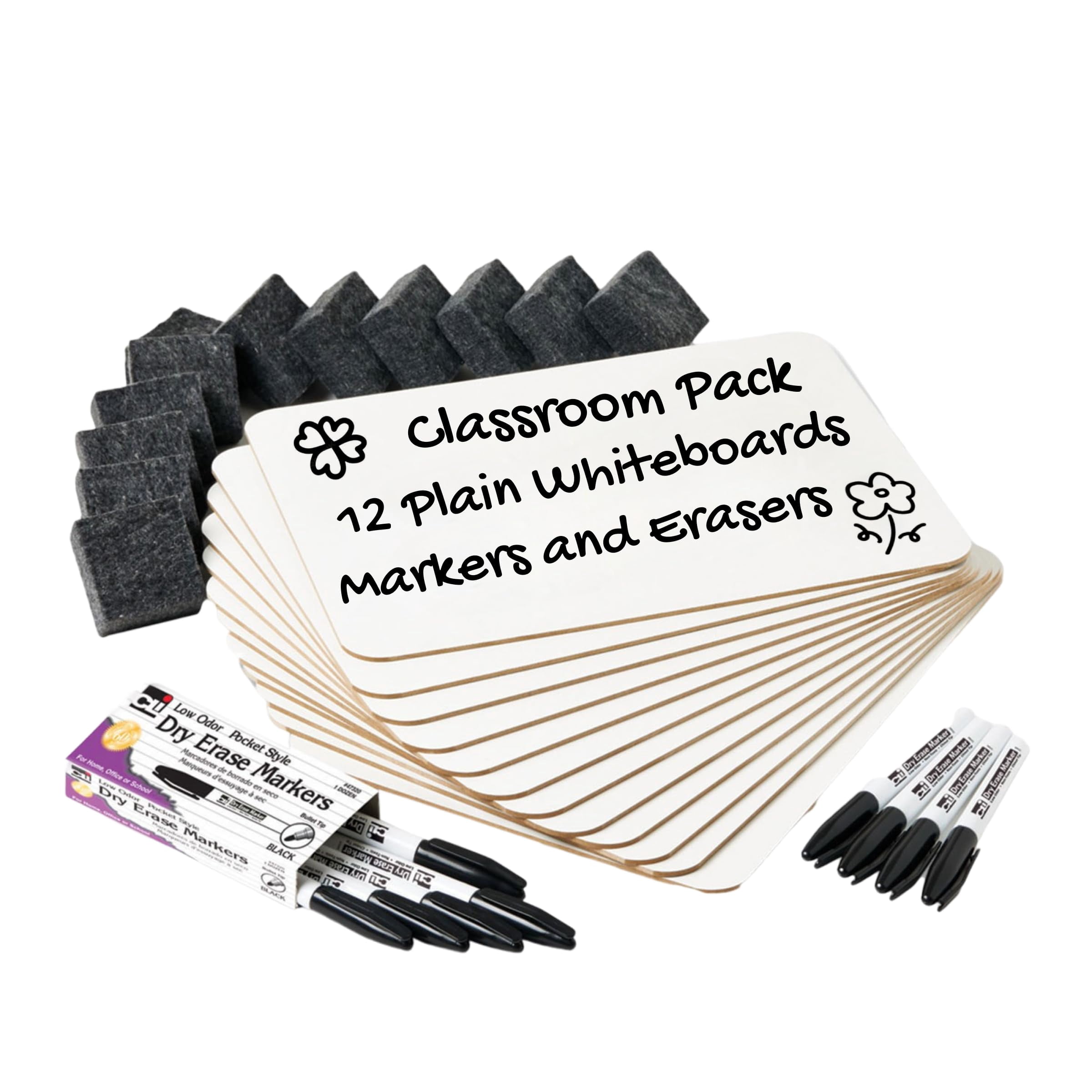 Charles Leonard Dry Erase Lapboard Class Pack, Includes 12 each of ...
