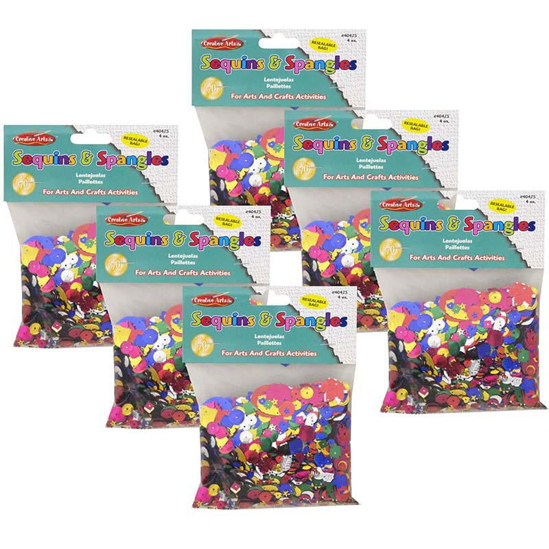 Charles Leonard Glittering Sequins with Spangles, 4 oz Per Pack, 6 ...