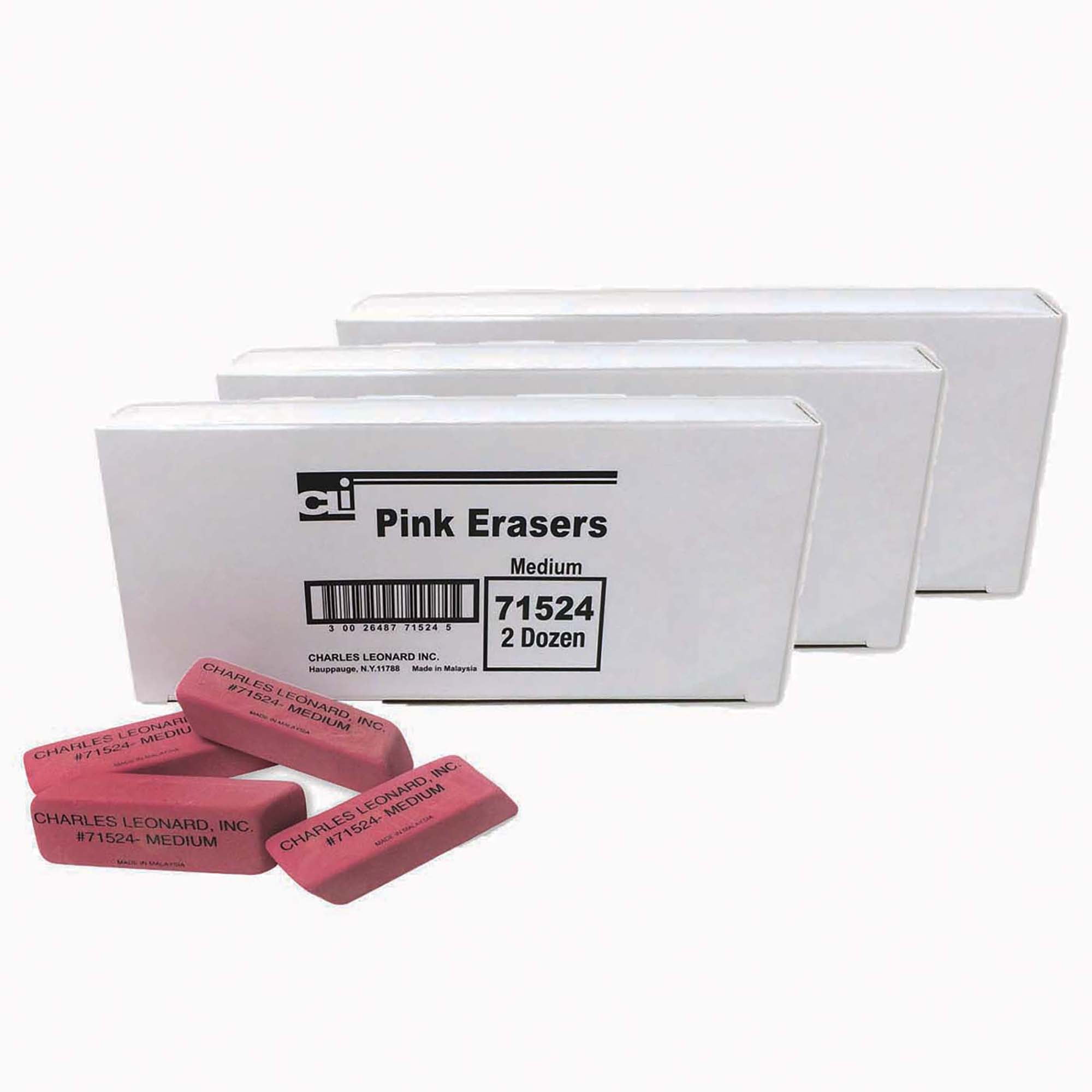 Charles Leonard Medium Natural Rubber Pink Wedge Eraser, 72 Count ...