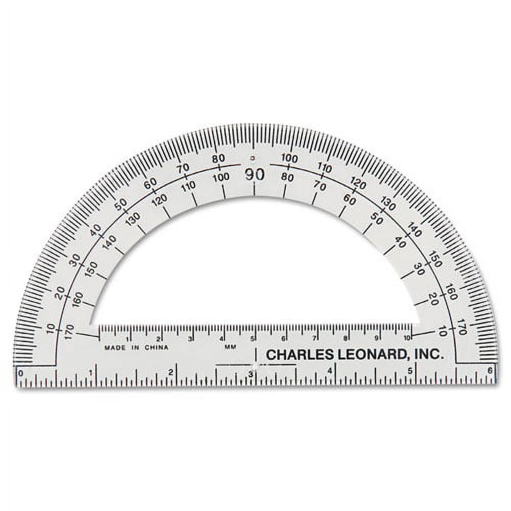 Charles Leonard Open Center Protractor, Plastic, 6" Ruler Edge, Clear ...