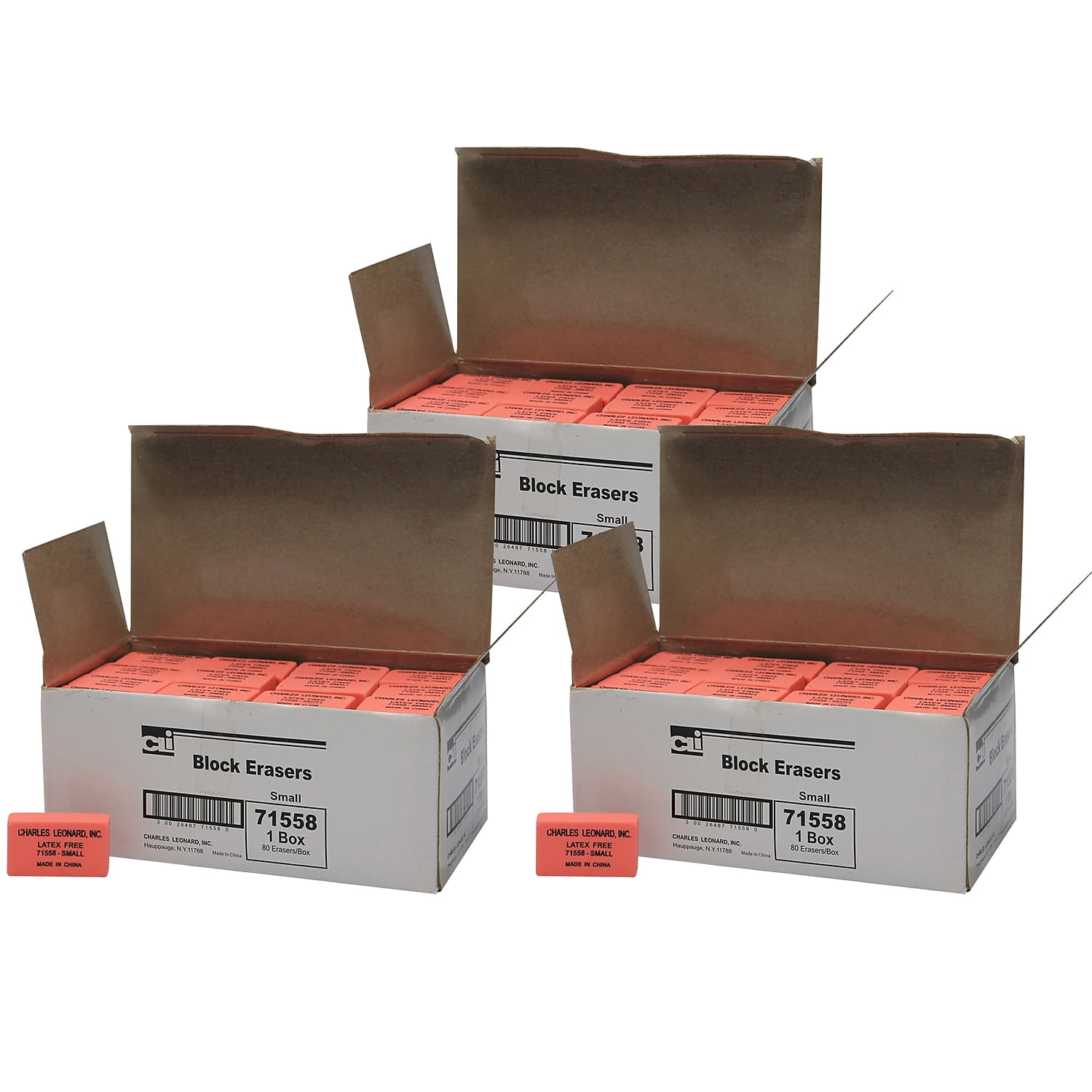 Charles Leonard Pencil Eraser - Synthetic - Latex Free - Block Shape ...