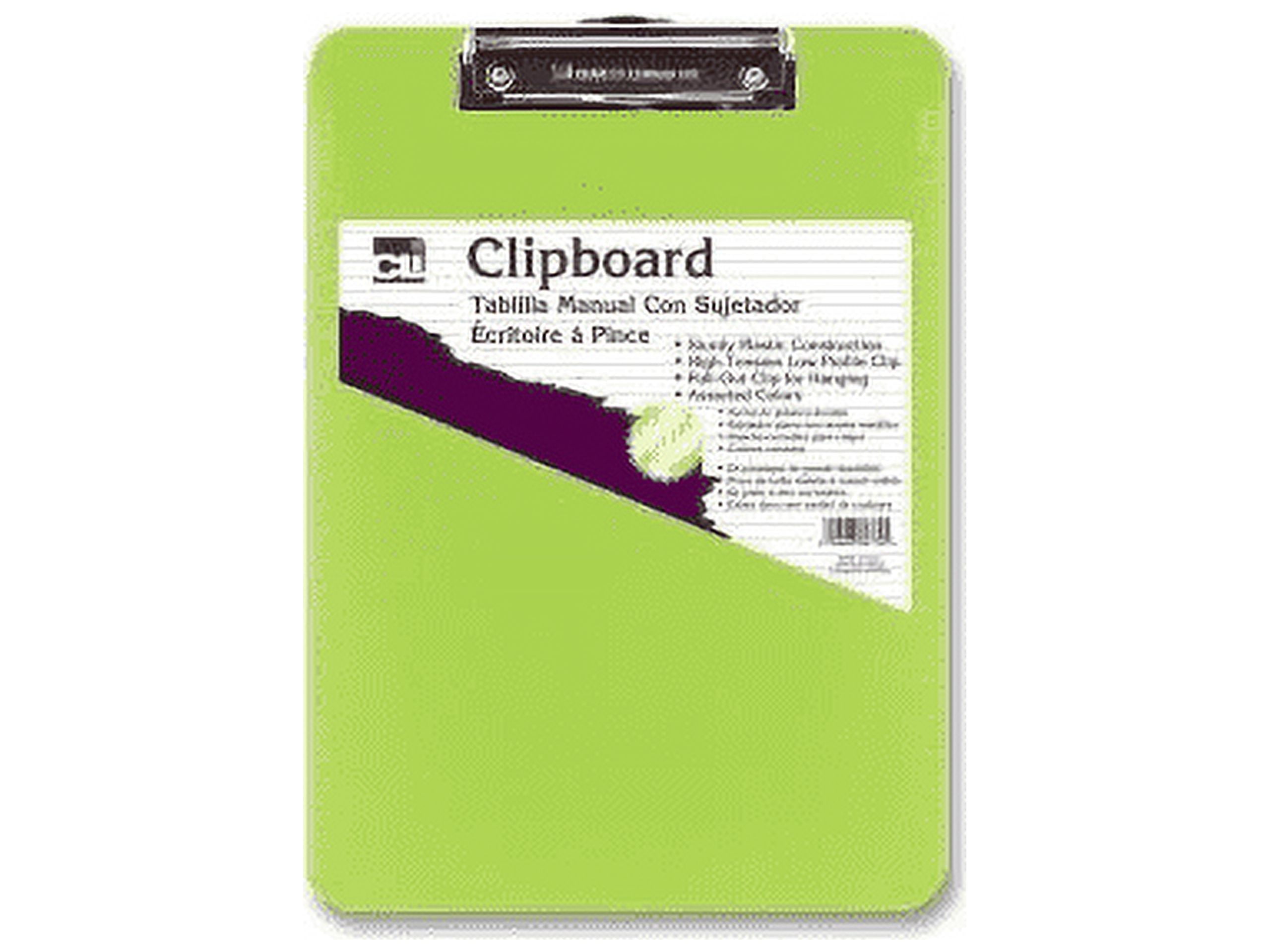 Charles Leonard Plastic Clipboard Rubber Grip 9"x1/2"x12-3/4" Neon ...