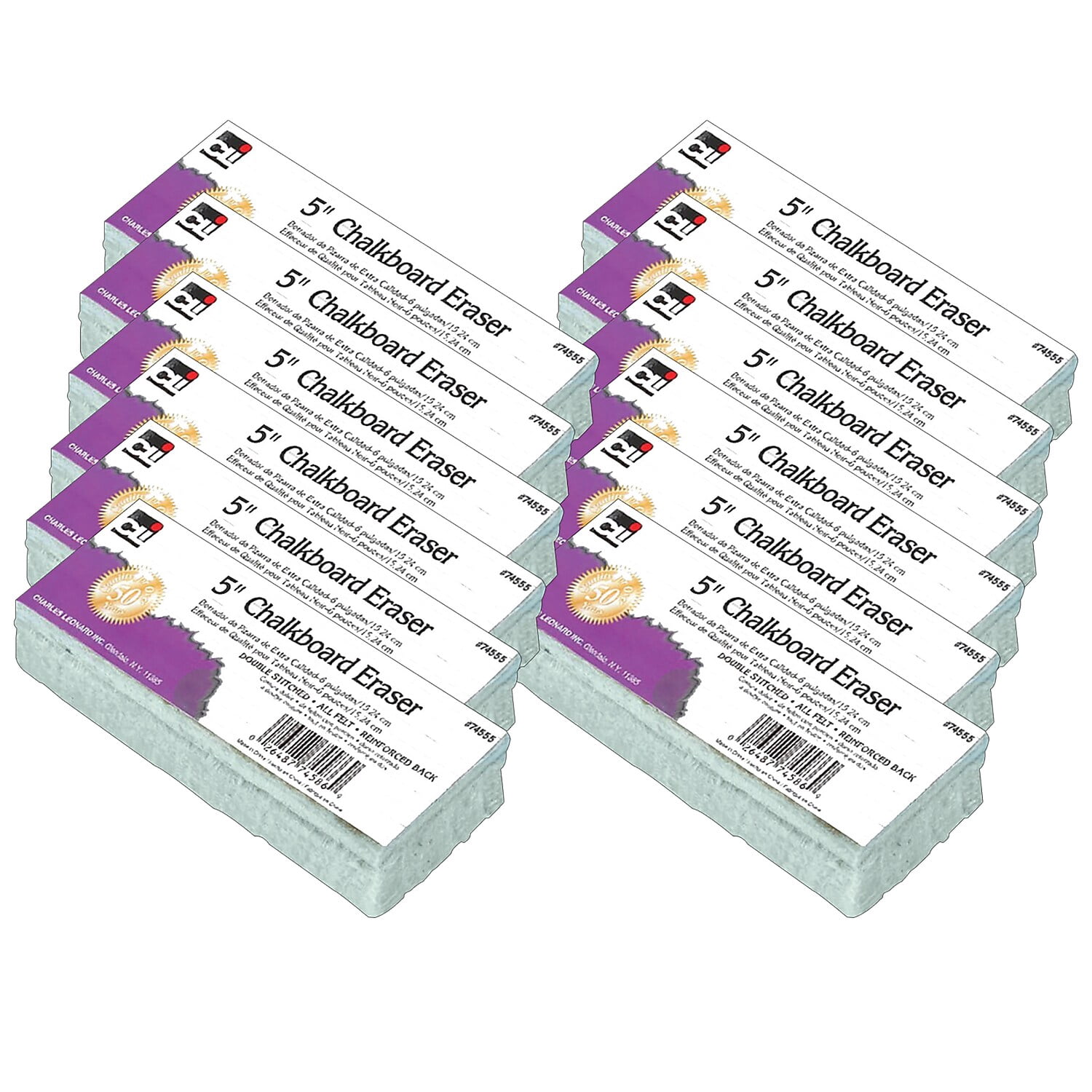 Charles Leonard Standard Chalkboard Eraser, 12 Count - Walmart.com