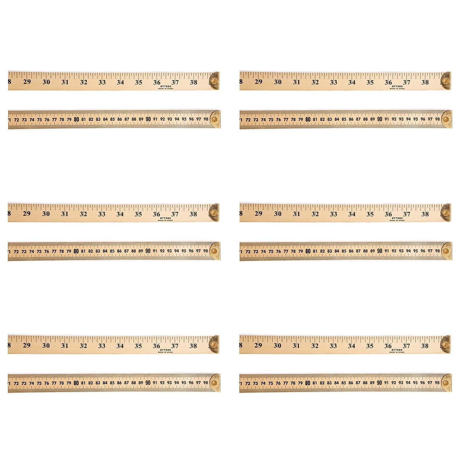 Charles Leonard Wood Meter Stick Ruler with Metal End, 6 Count ...
