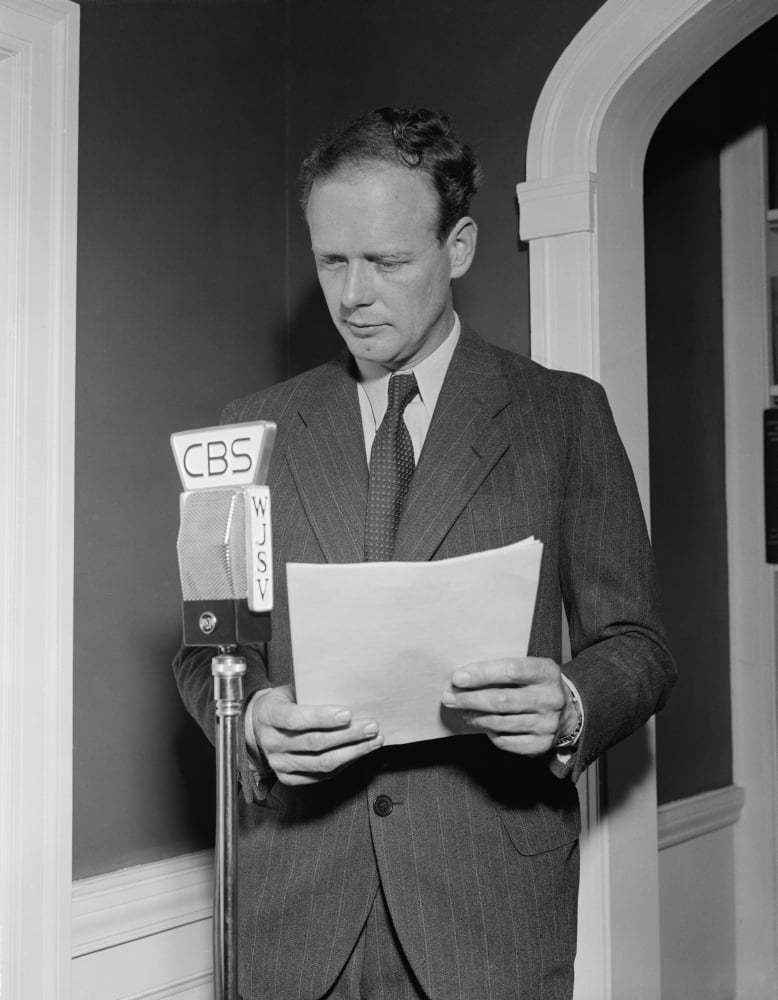 Charles Lindbergh Speaking Into A Cbs Microphone. Ca. 1940. Lindbergh ...