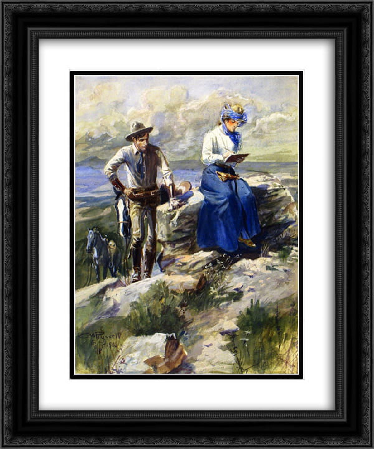Charles M. Russell 2x Matted 20x24 Black Ornate Framed Art Print 'She ...