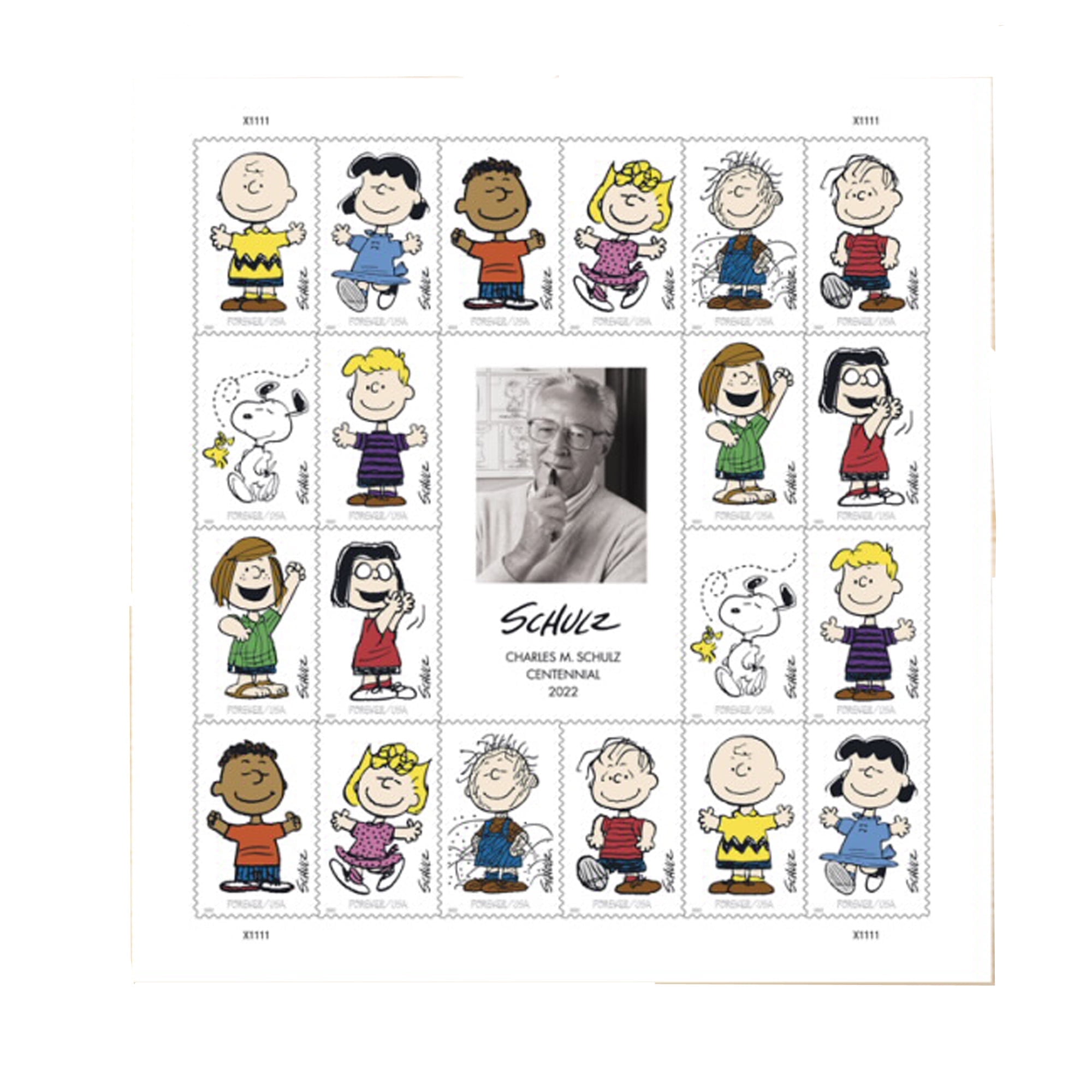 Charles M. Schulz USPS Forever Stamps - 20 Peanuts Characters, Self ...