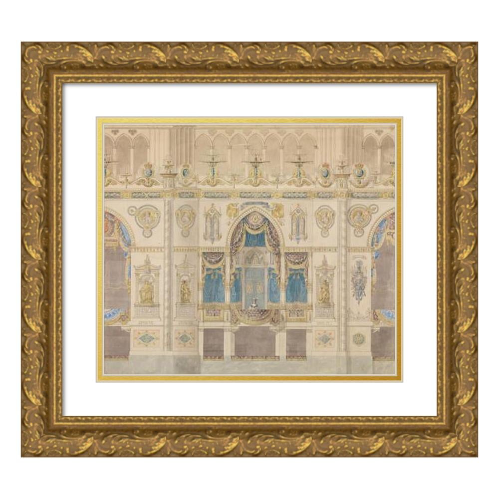 Charles Percier 17x15 Gold Ornate Wood Frame and Double Matted Museum ...