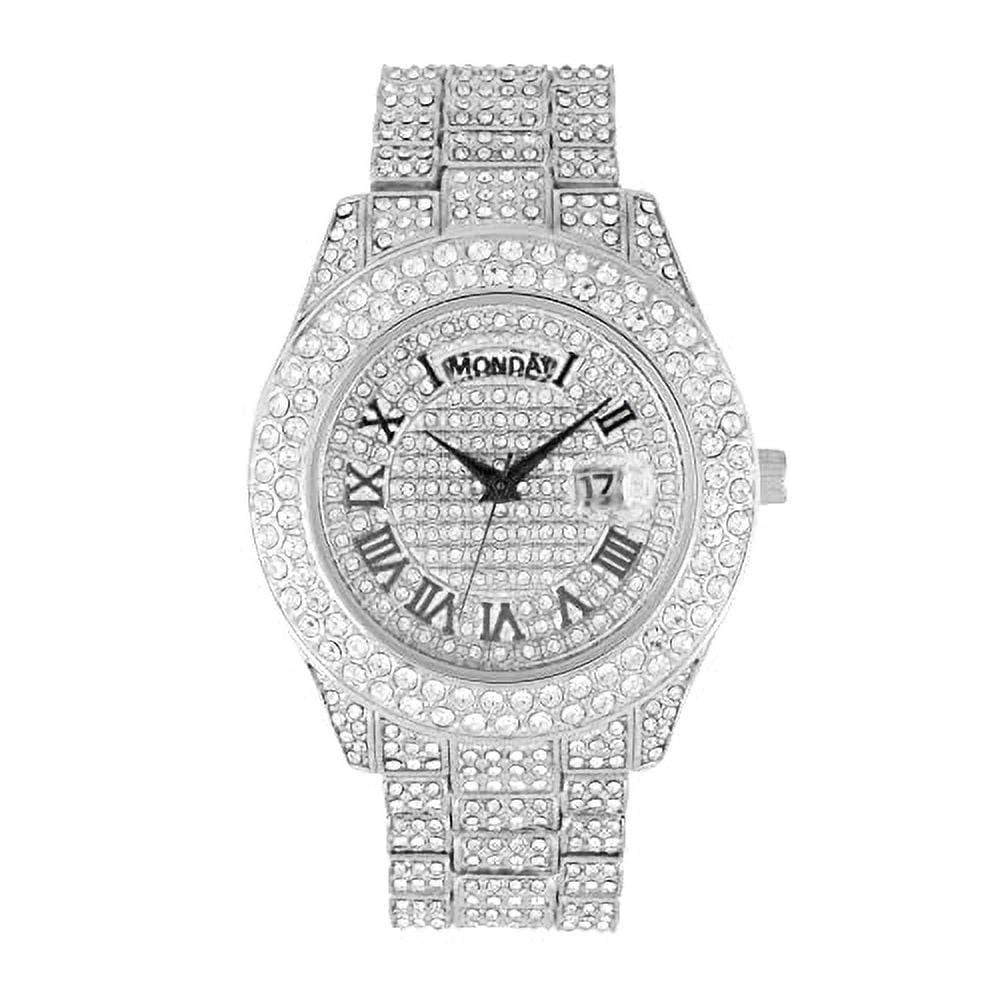 Charles Raymond Big Rocks Fully Iced Out Diamond Mens Watch w/Easy Read ...