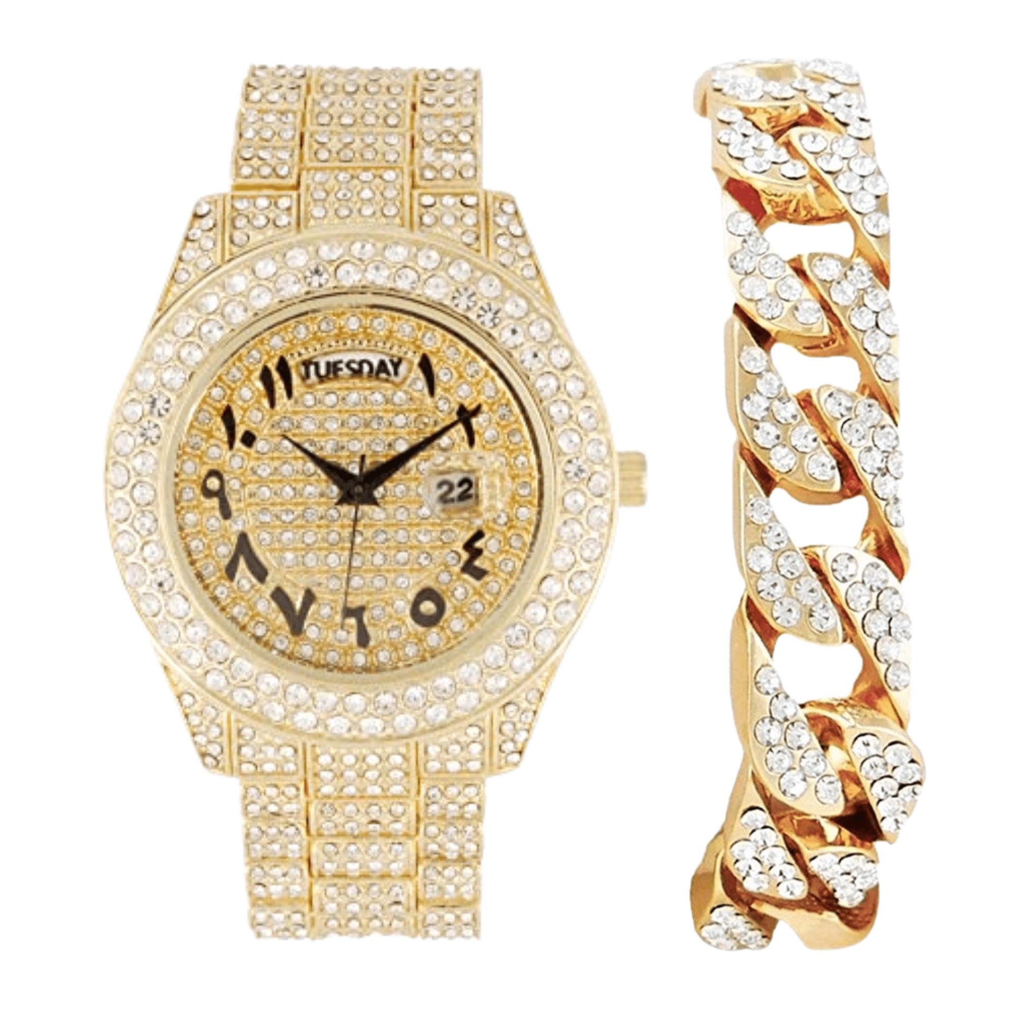 Charles Raymond Big Rocks Fully Iced Out Diamond Mens Watch w/Easy Read ...