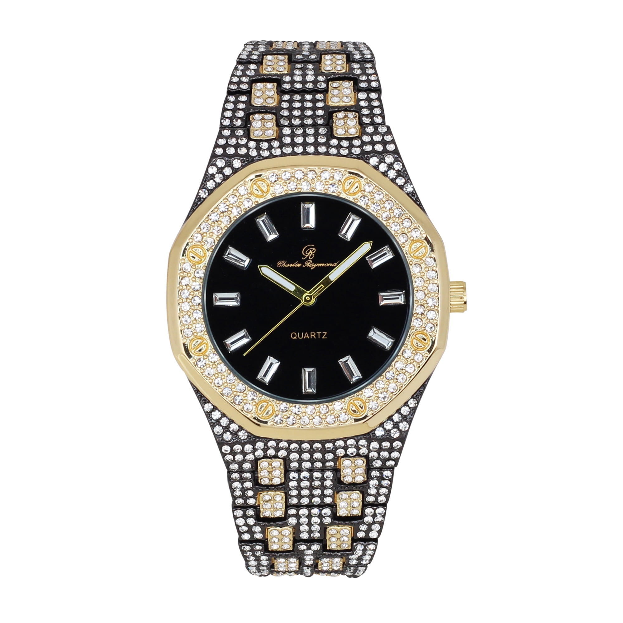 Charles Raymond Bling Ed Out Rappers Luxury Hip Hop Mens Watch Stand