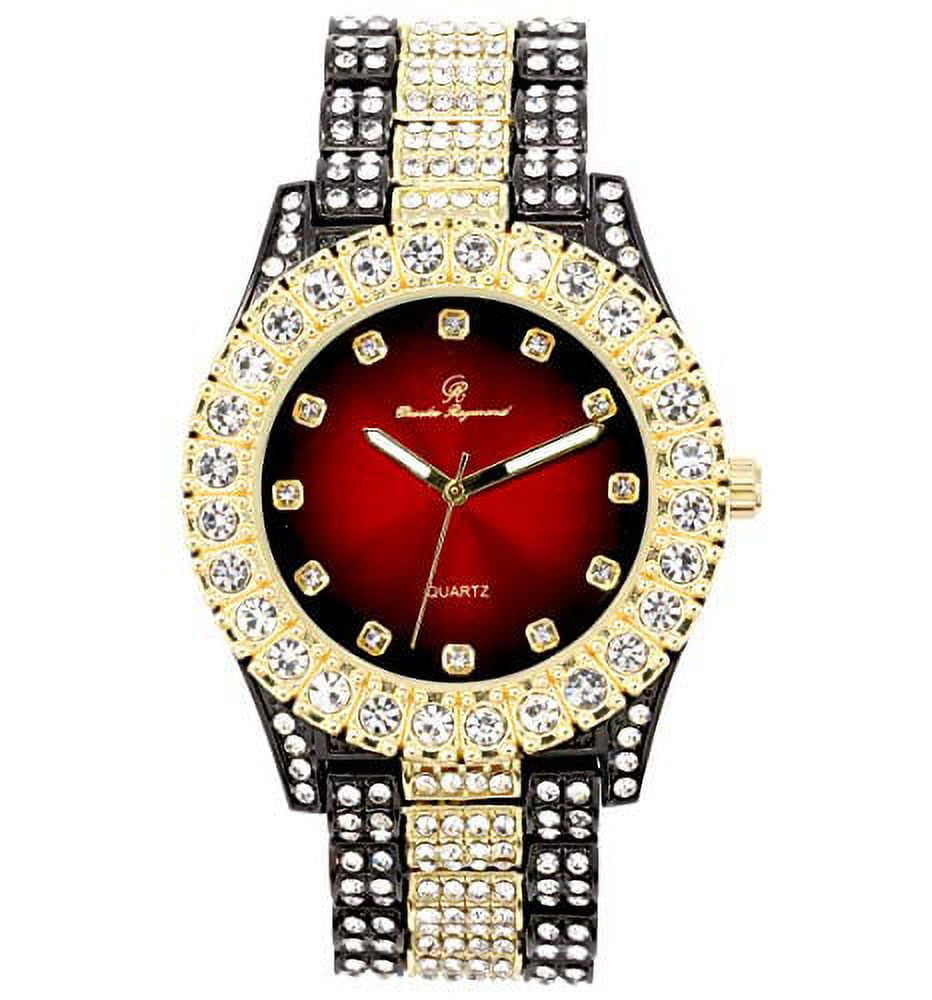 Charles Raymond Bling-ed Out Round Metal Mens Color on Blast Silver ...