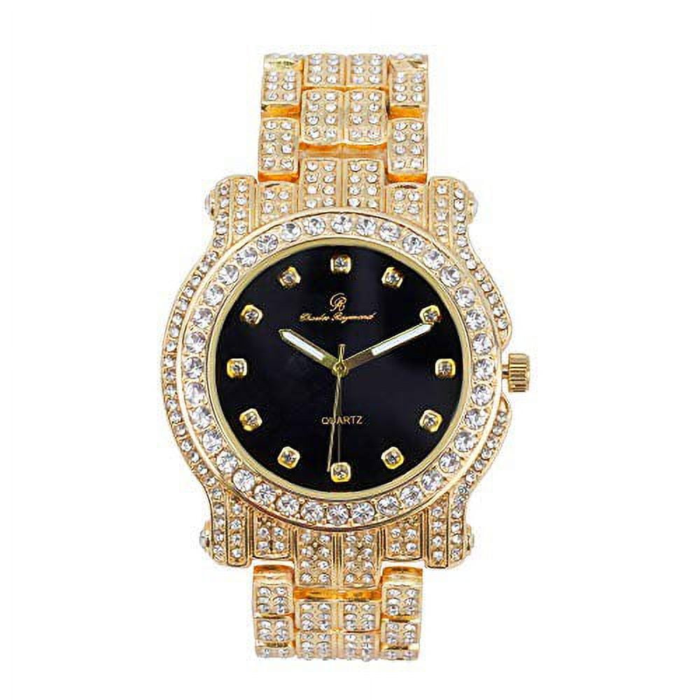 Charles Raymond Bling-ed Out Ultimate Gold Hip Hop Royalty Mens Watch w ...