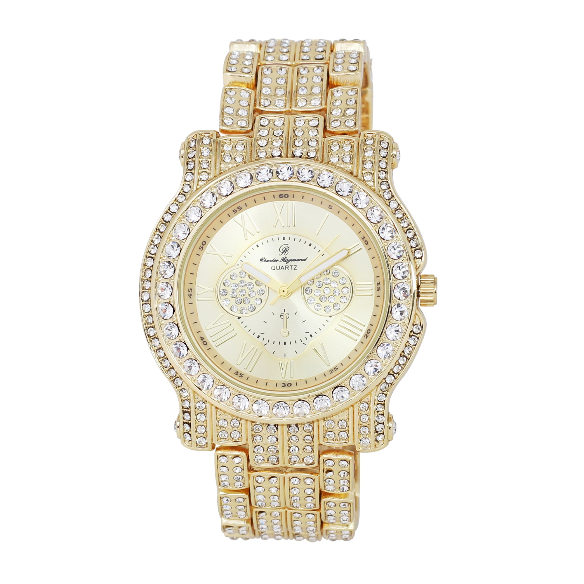 Charles Raymond Bling-ed Out Ultimate Hip Hop Royalty Mens Watch w/Easy ...