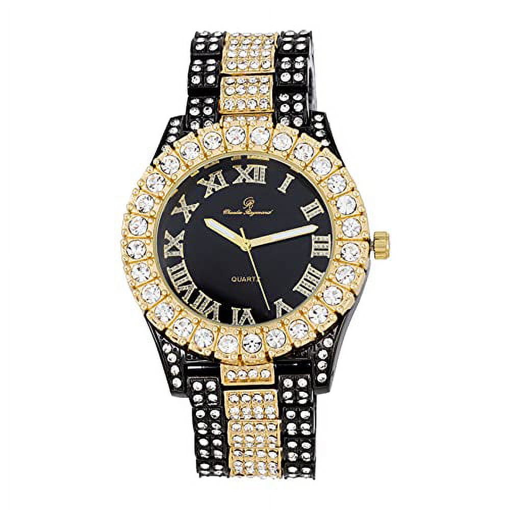 Charles Raymond Blinged Out Mens Big Rocks with Roman Numerals Hip Hop ...