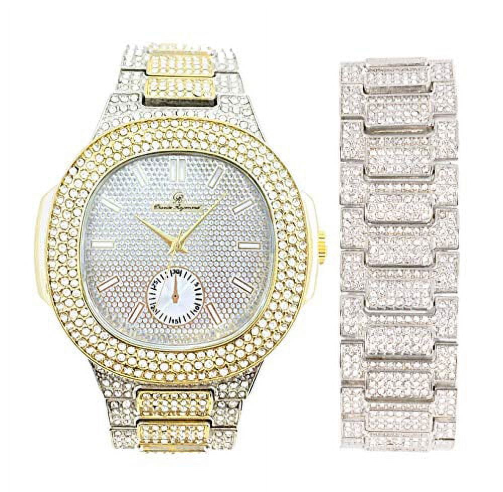 Charles Raymond Blinged Out Oblong Case Metal Mens Iced Out Hip Hop ...