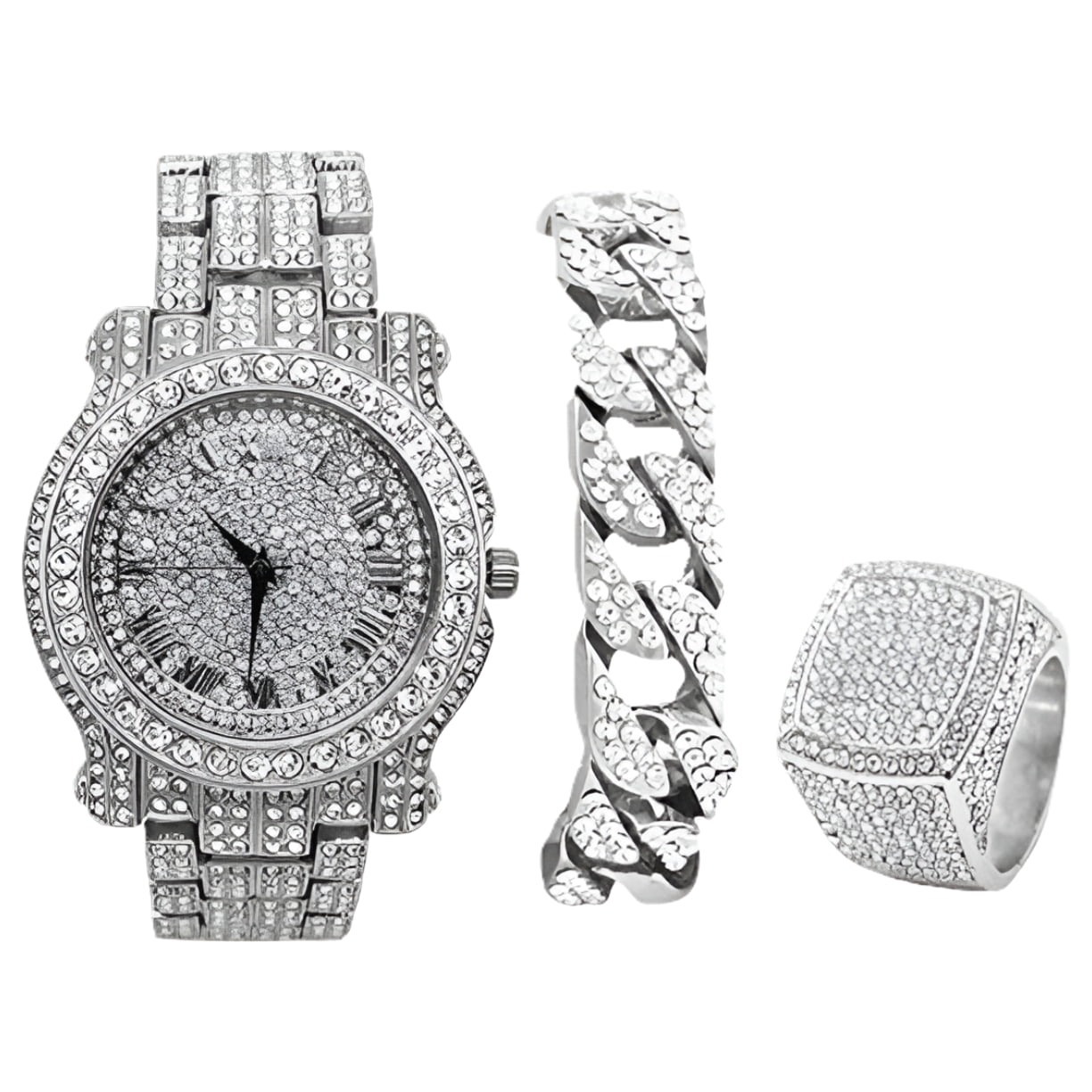 Charles Raymond Blinged Out Round Luxury Mens Hip Hop Wristwatch w/Iced ...