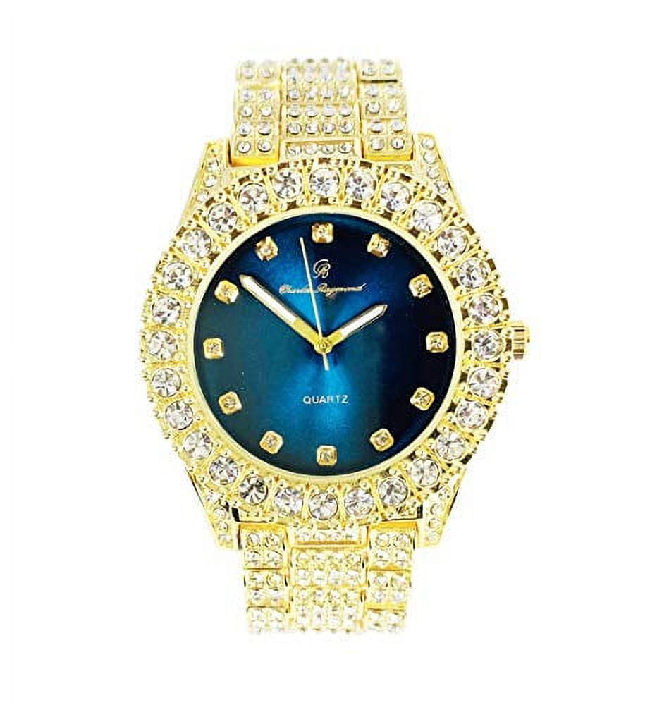 Charles Raymond Blinged Out Round Metal Mens Color on Blast Iced Out ...