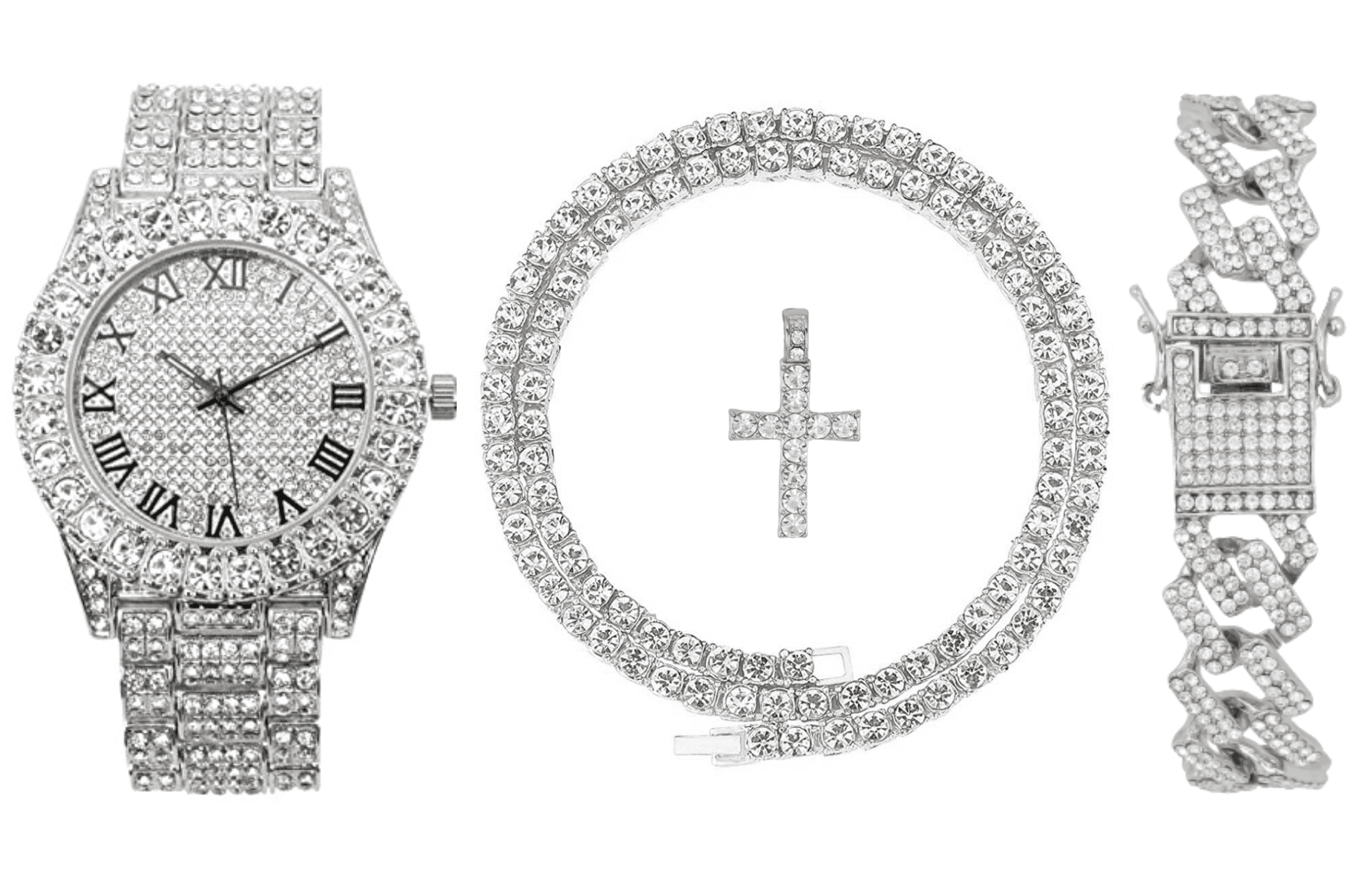 Charles Raymond Luxury Mens Iced Out Tennis Cross Necklace w/Diamond ...
