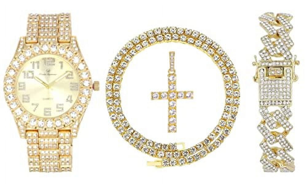 Charles Raymond Luxury Mens Iced Out Tennis Cross Necklace w/Diamond ...