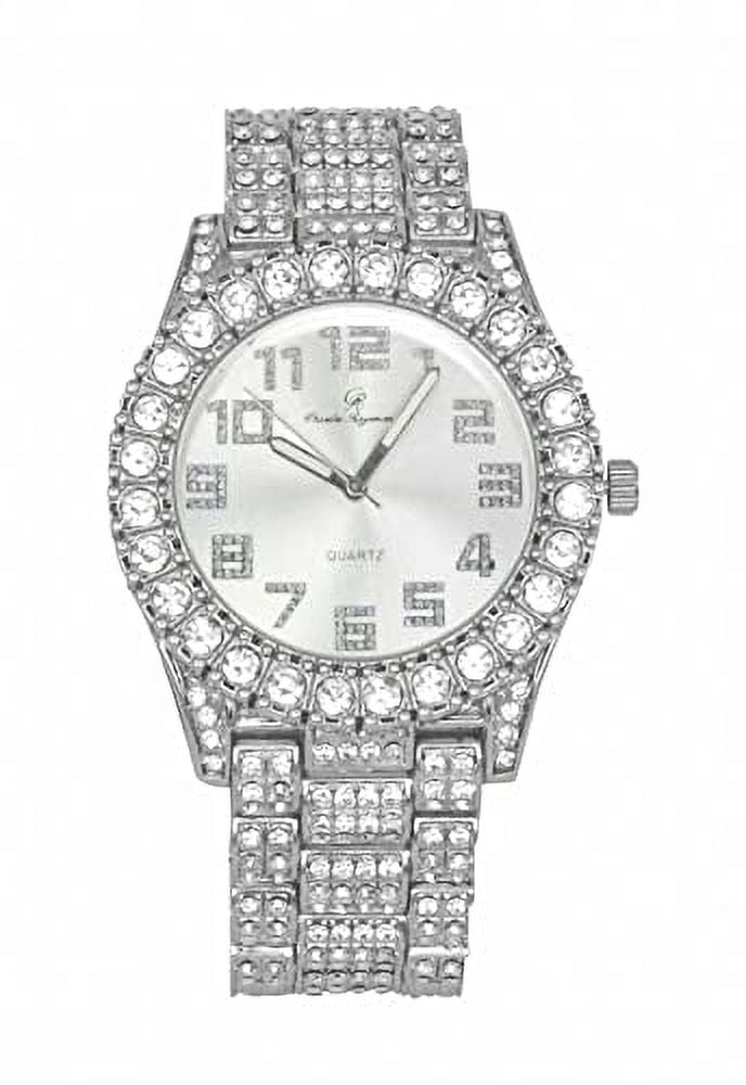 Charles Raymond Men's Big Rocks Bling Bling Watch with Arabic Numerals ...