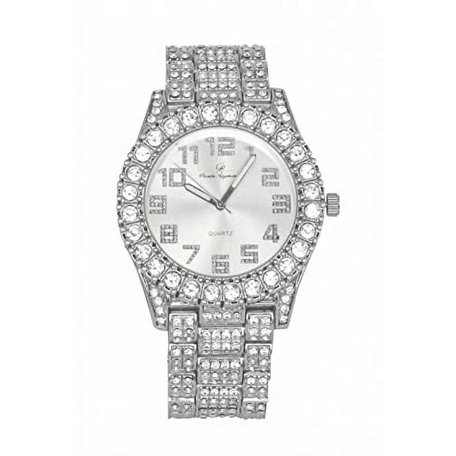 Charles Raymond Men's Big Rocks Bling Bling Watch with Arabic Numerals ...