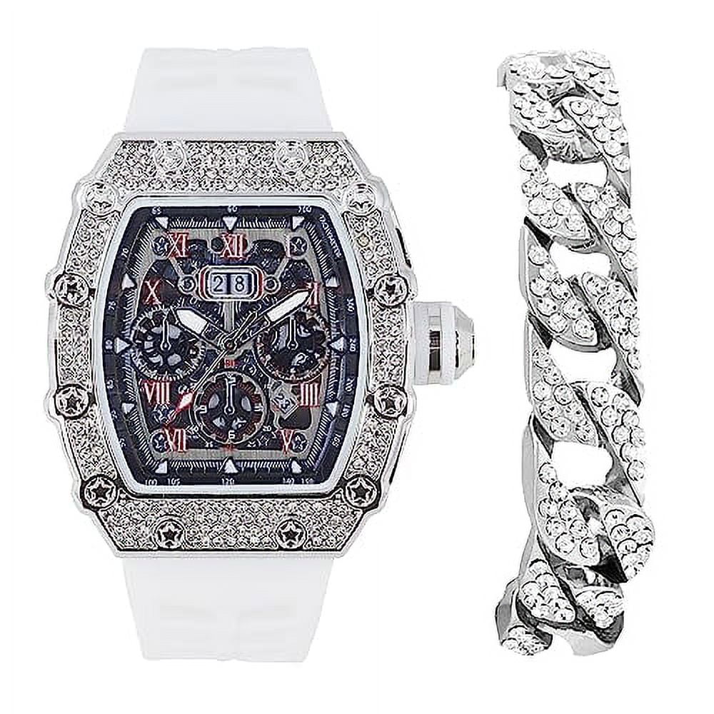 Charles Raymond Men's Luxury Iced Out Crystals Diamond Watch with ...