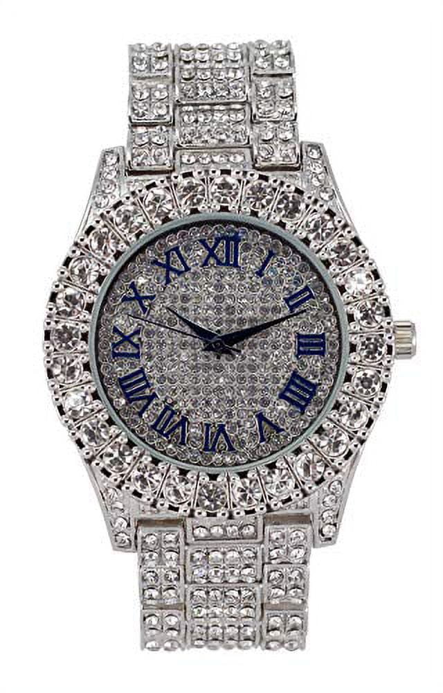Charles Raymond Mens Big Rocks Blinged Out Bezel with Color Roman ...