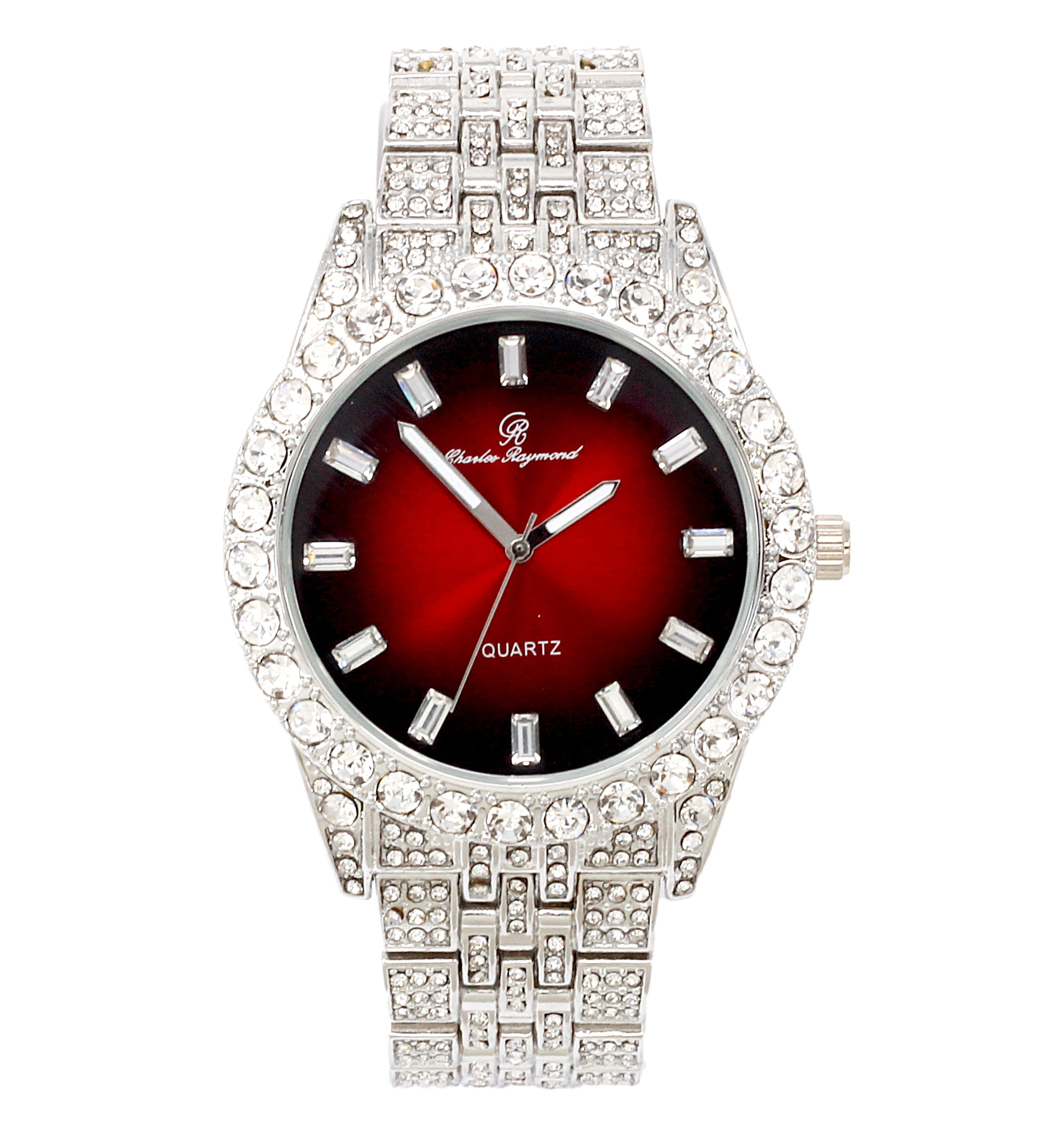 Charles Raymond Mens Hip Hop Metal Blinged Out Wristwatch - Big ...