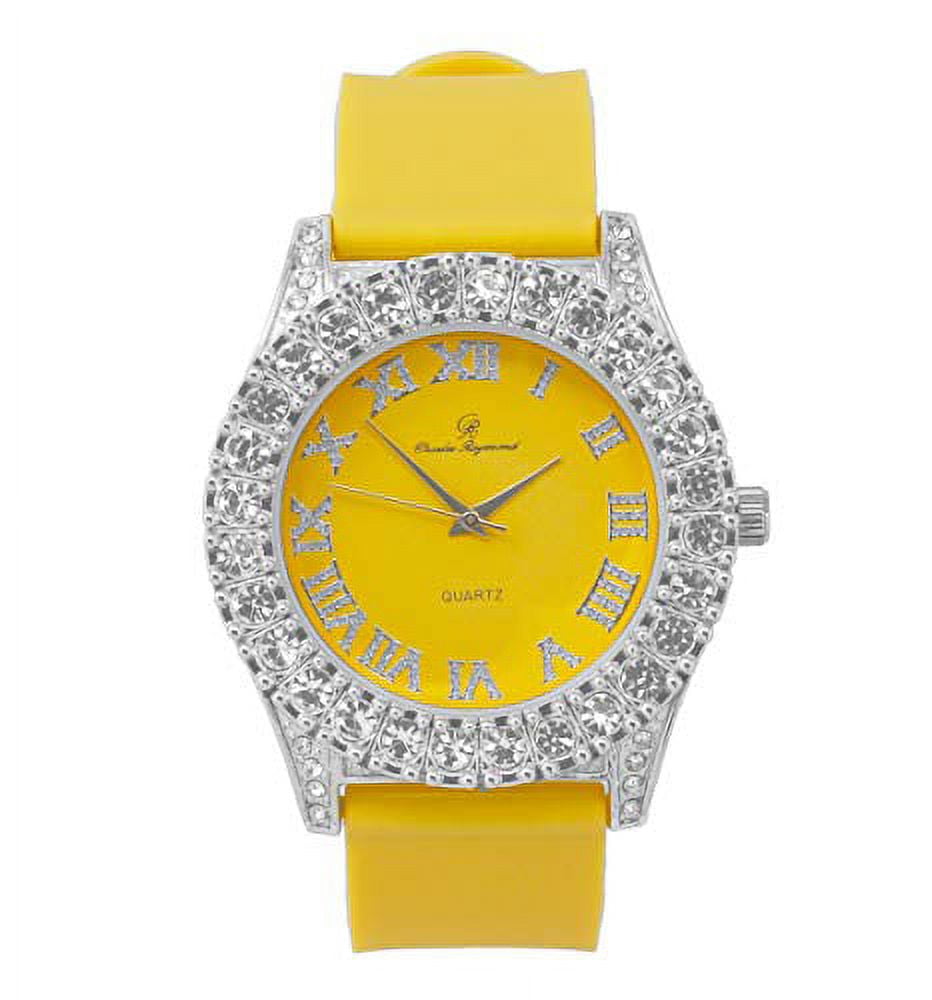 Charles Raymond Mens Hip Hop Silver Big Rocks Blinged out with Roman ...