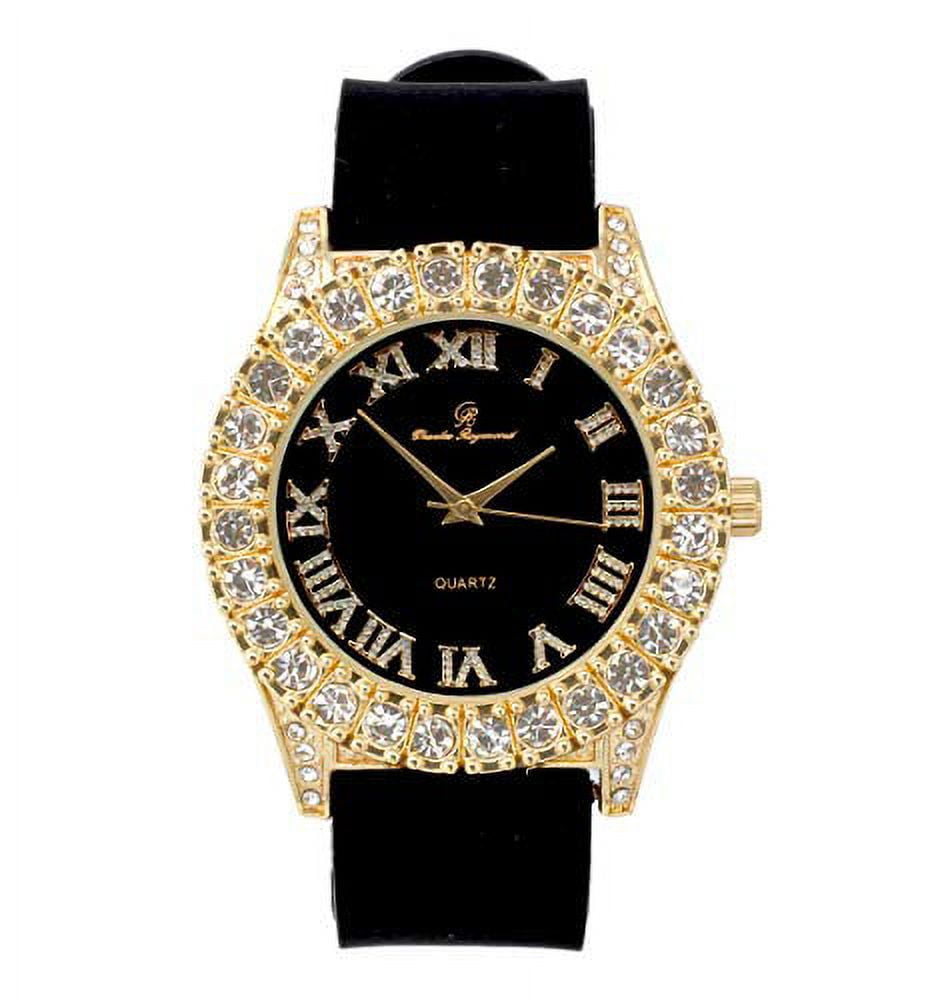 Charles Raymond Mens Silver Blinged out Big Rocks Hip Hop with Roman ...