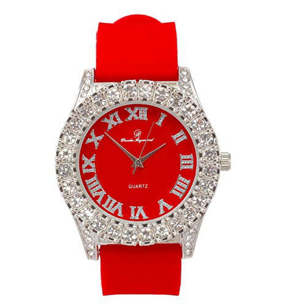 Charles Raymond Mens Silver Hip Hop Big Rocks with Roman Numerals Fully ...