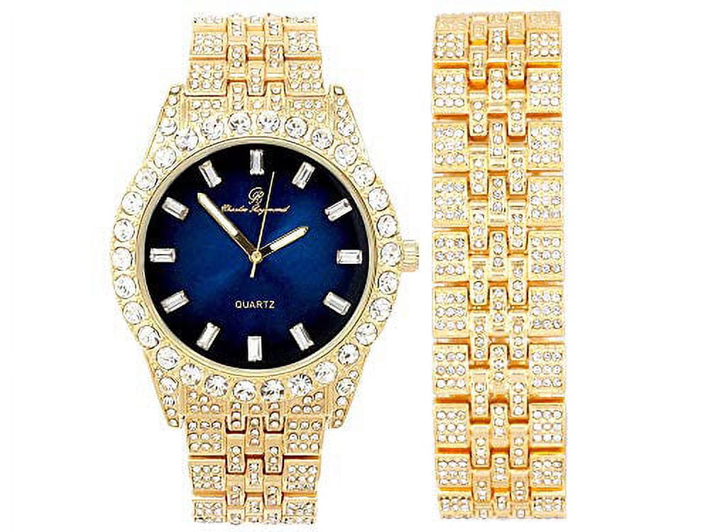 Charles Raymond Mens Wristwatch w/Iced out Rolly Hip Hop Bracelet - Big ...
