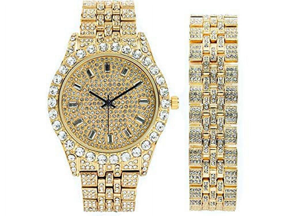 Charles Raymond Mens Wristwatch w/Matching Iced out Rolly Hip Hop ...