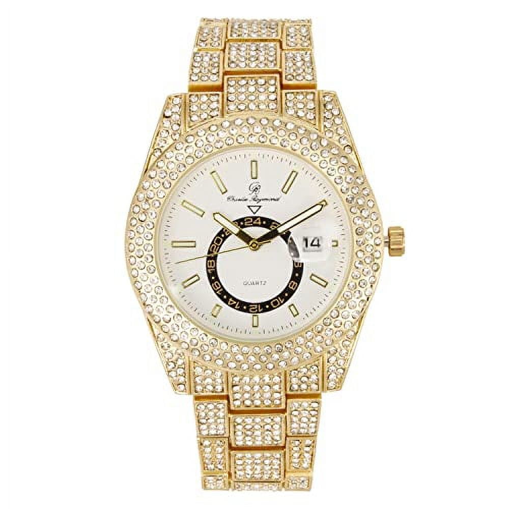 Charles Raymond Minimalist Designer Iced Out Watch with Date Window on ...