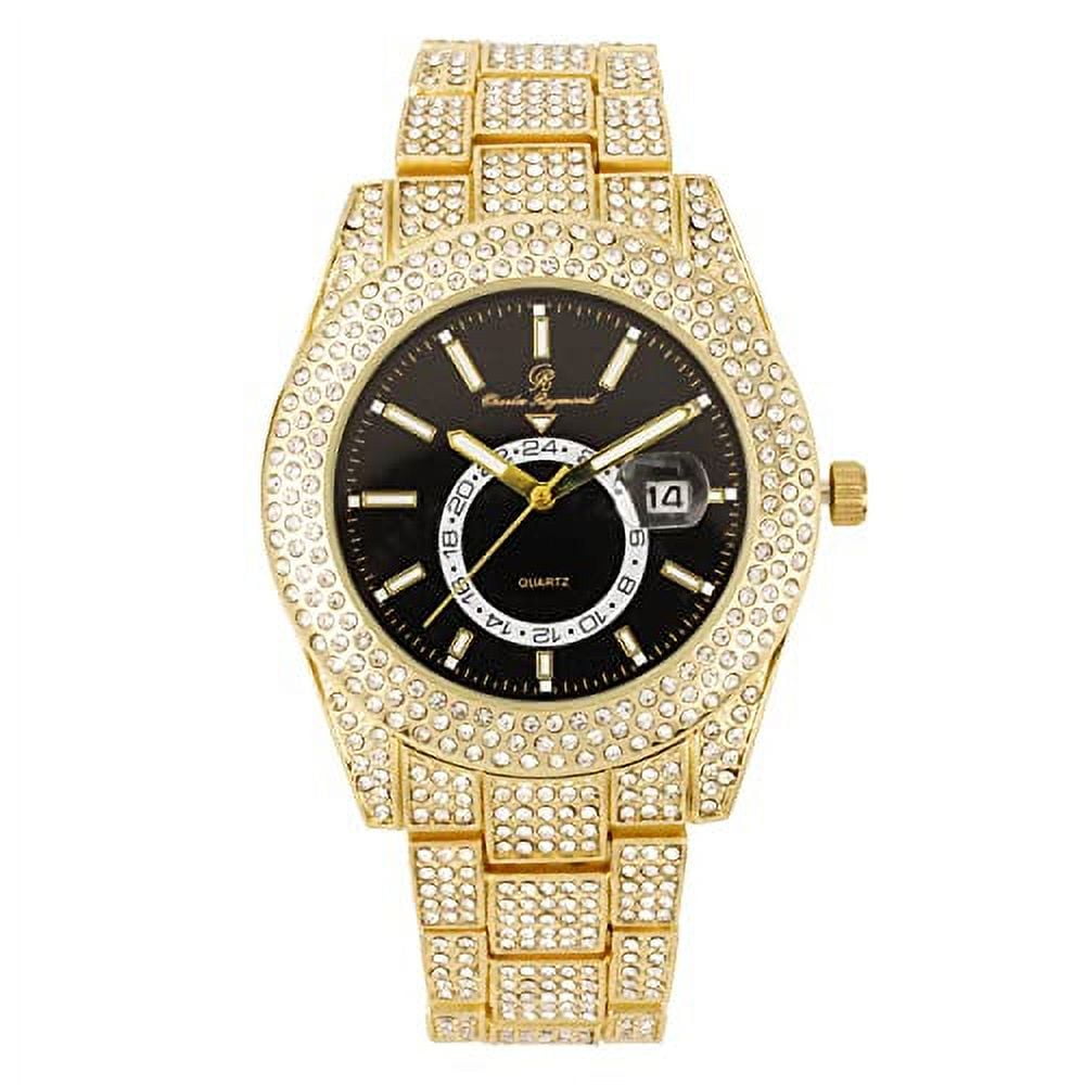 Charles Raymond Minimalist Designer Iced Out Watch with Date Window on ...