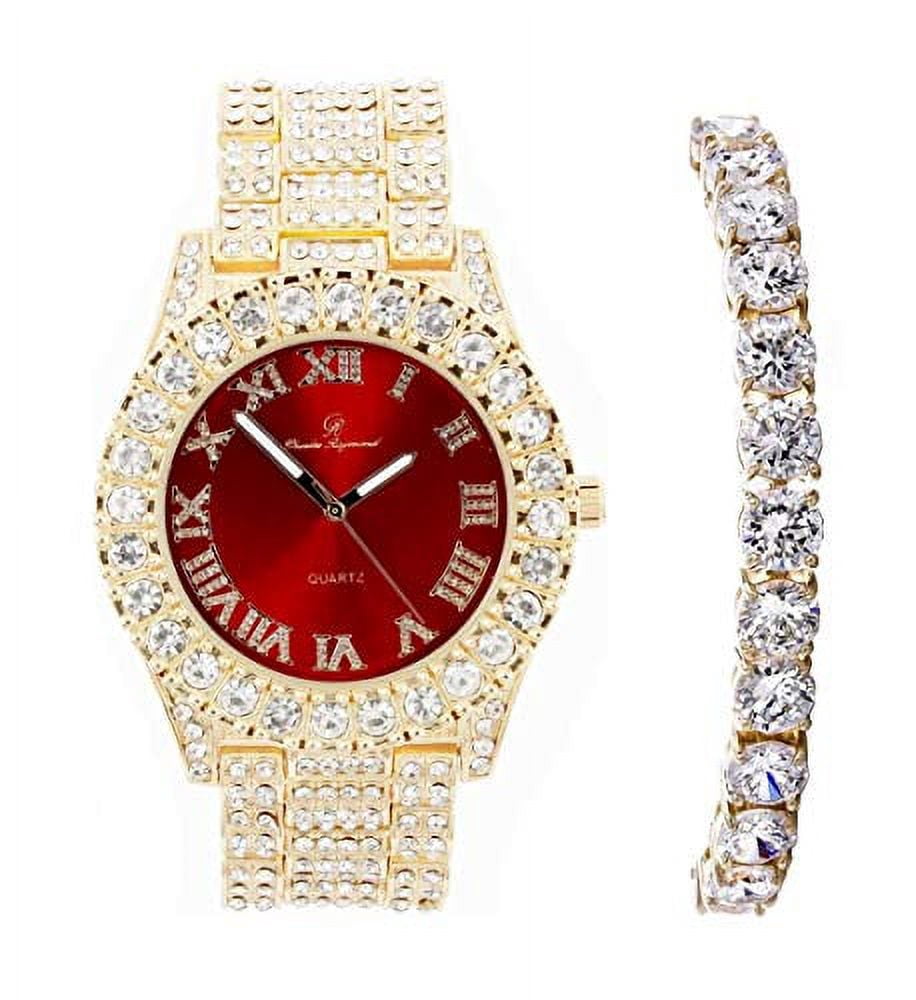 Charles Raymond Women's Big Rocks Bezel Blinged Out Colored Dial with ...