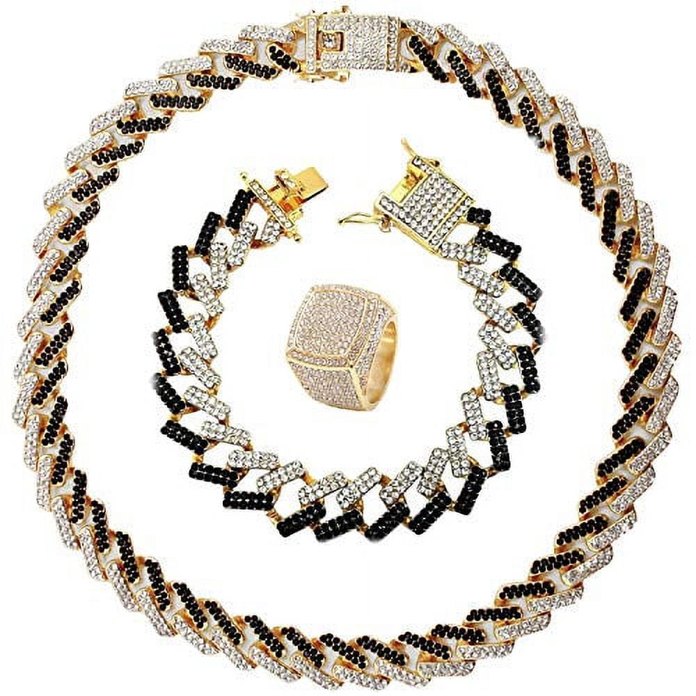 Charles Raymond Zig Zag Bling'ed Out Necklace - New Cuban Z Links w/ 3 ...